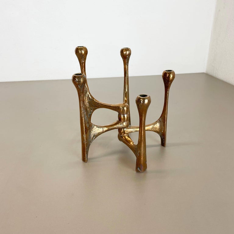 Midcentury Brutalist Bronze 1,8kg Candleholder by Michael Harjes ...