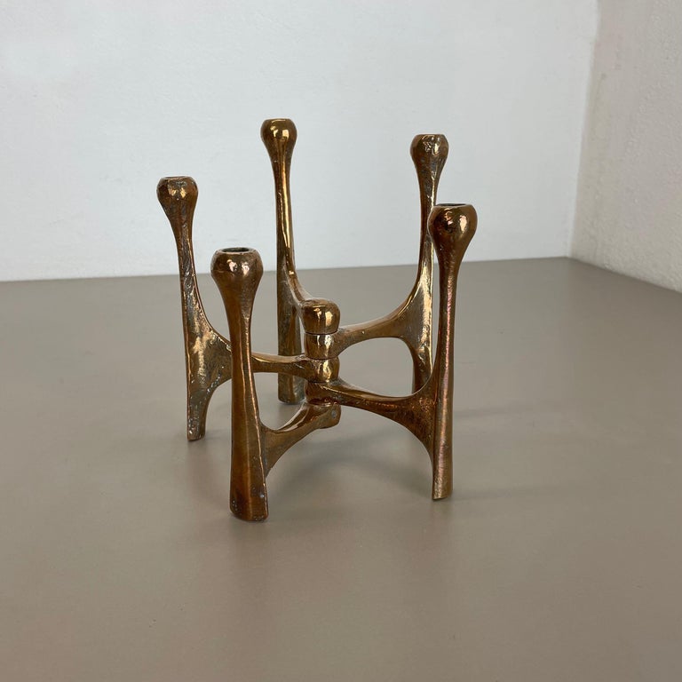 Midcentury Brutalist Bronze 1,8kg Candleholder by Michael Harjes ...