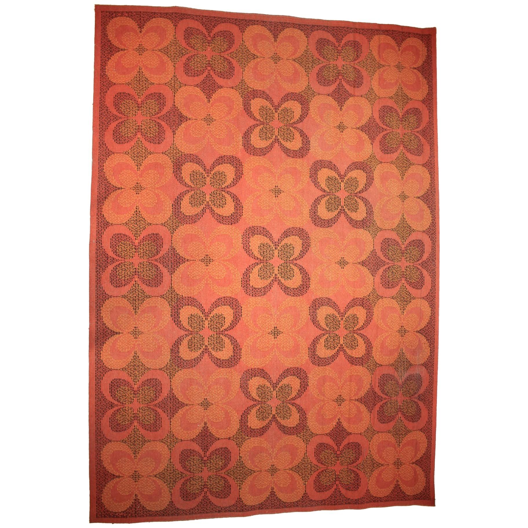 Big Midcentury Handwoven Carpet / Rug by Valašské Meziříčí, 1960s For ...