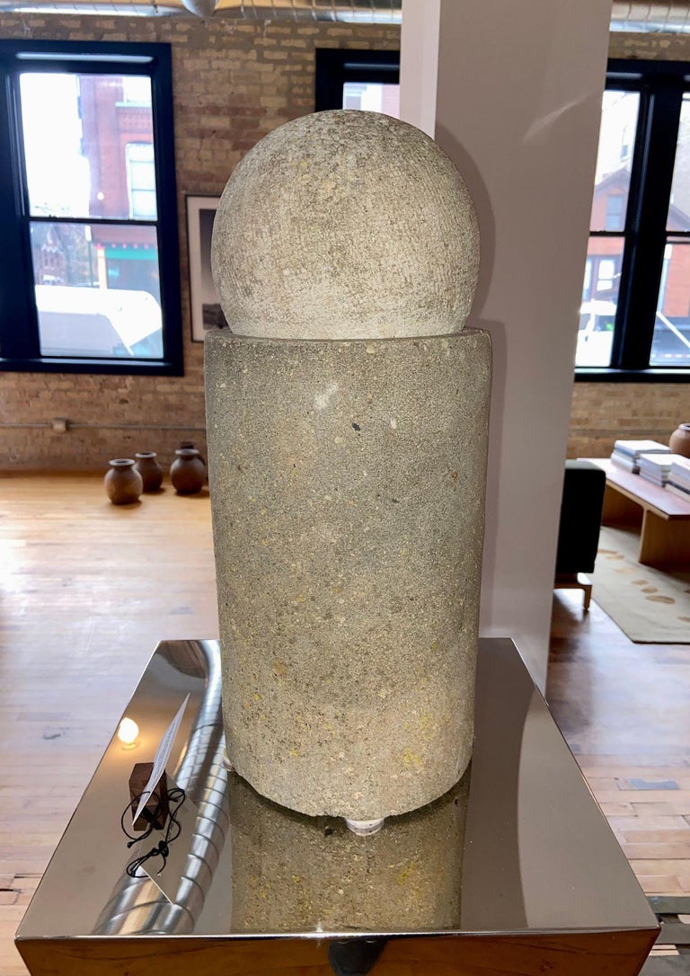 Midcentury Cement Sculptural Two-Piece Sphere and Tube For Sale at 1stDibs