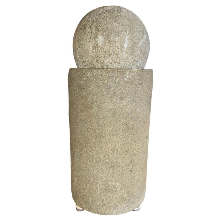 Midcentury Cement Sculptural Two-Piece Sphere and Tube For Sale at 1stDibs