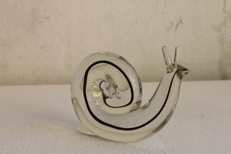 Mid Century Cenedese Snail Sculpture Paperweight Sommerso Murano Clear ...