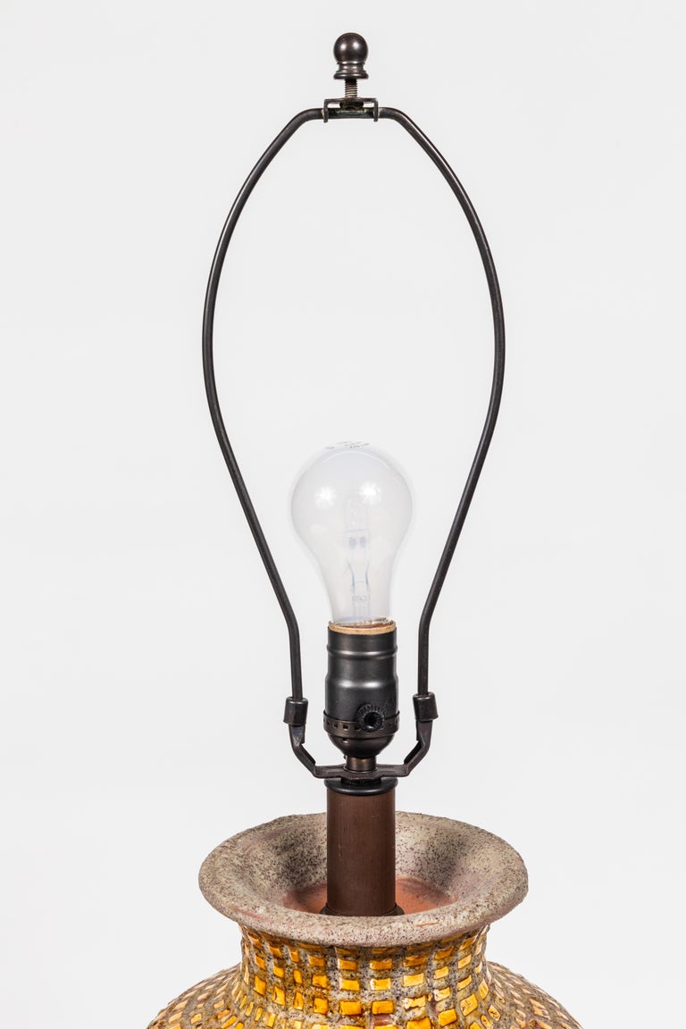 Midcentury Ceramic Lamp with Inset Tiles at 1stDibs