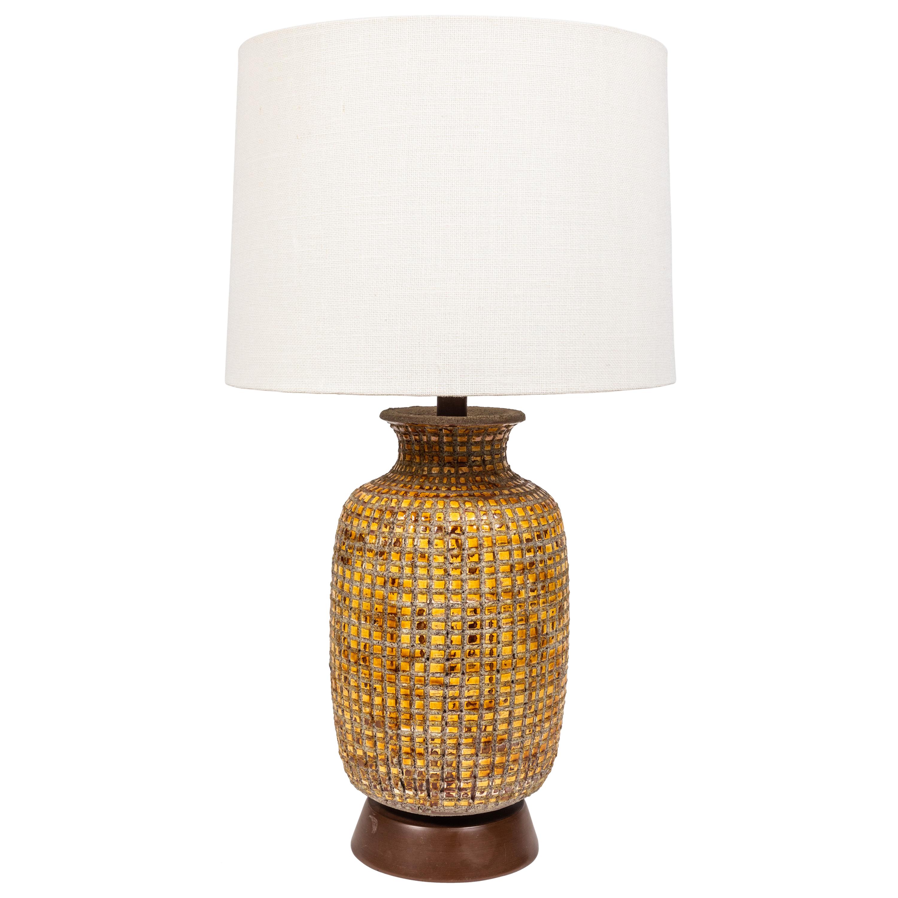 Midcentury Ceramic Lamp with Inset Tiles at 1stDibs