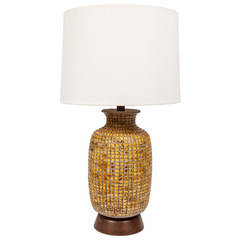 Midcentury Ceramic Lamp with Inset Tiles at 1stDibs