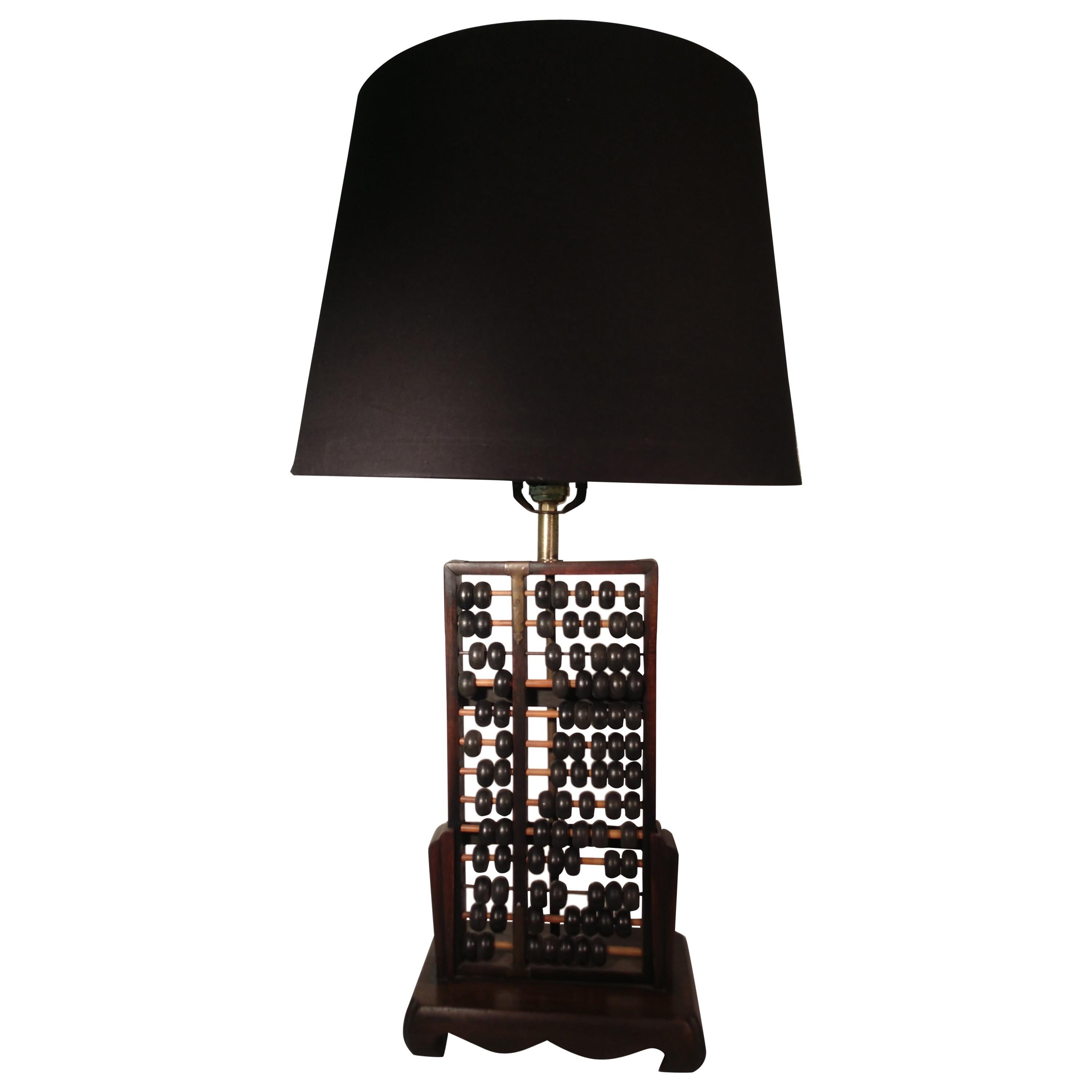 Vintage Mid-Century Chinese Wooden Lamp For Sale at 1stDibs