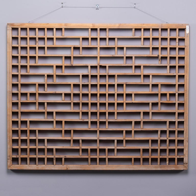 Midcentury Chinese Carved Rustic Wooden Window Screen at 1stDibs