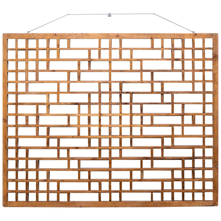 Midcentury Chinese Carved Rustic Wooden Window Screen at 1stDibs