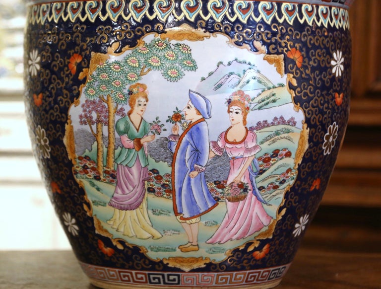 Midcentury Chinese Export Porcelain Fish Bowl with Oriental Decorations ...