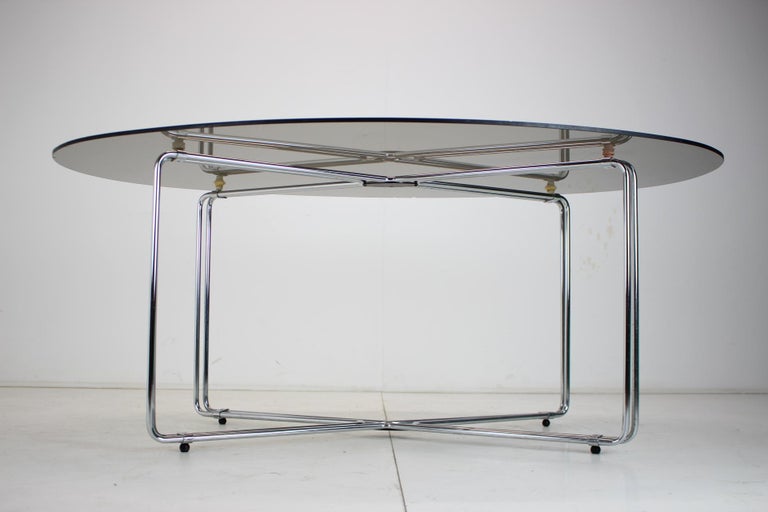 Midcentury Chrome and Glass Dining Table, Italy, 1970s For Sale at 1stDibs