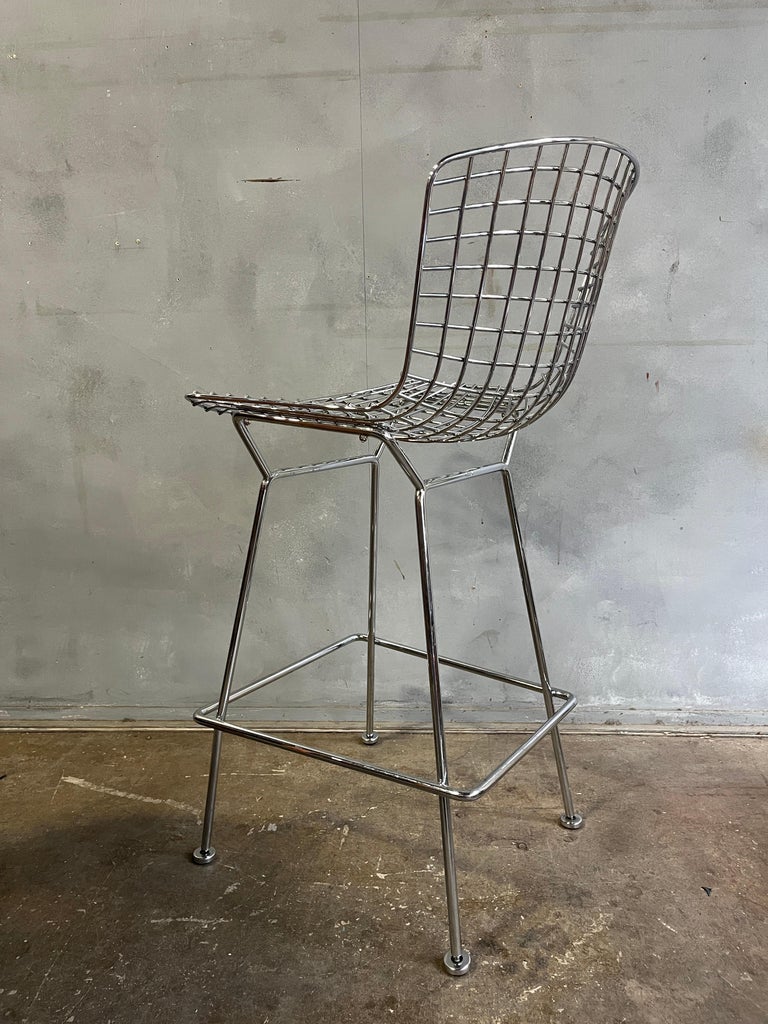 Midcentury Chrome Counter Stools by Harry Bertoia for Knoll at 1stDibs