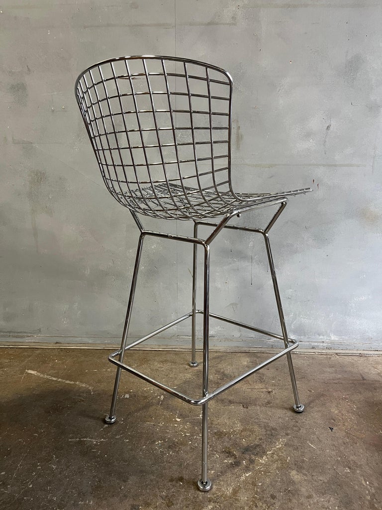 Midcentury Chrome Counter Stools by Harry Bertoia for Knoll at 1stDibs