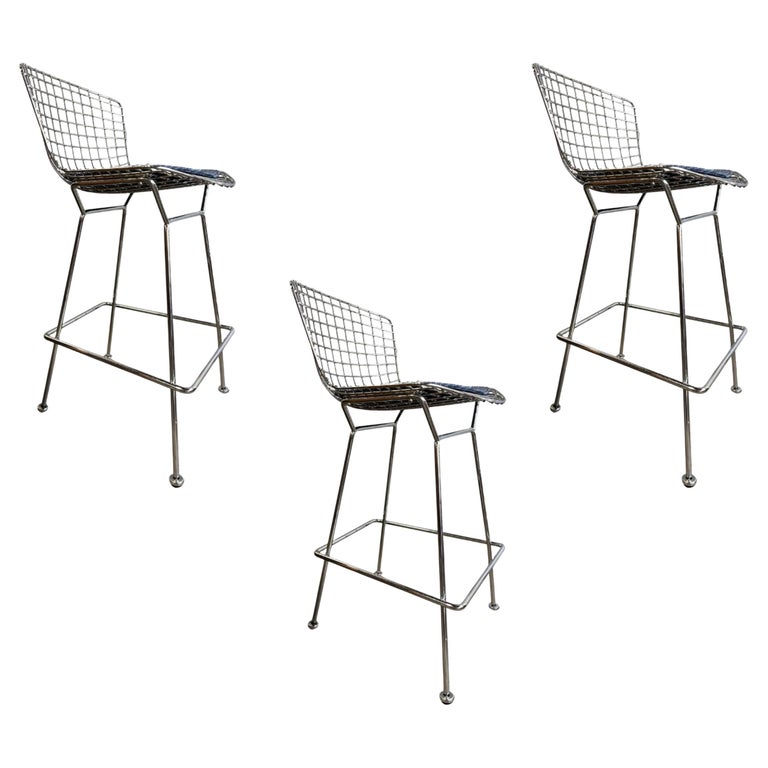 Midcentury Chrome Counter Stools by Harry Bertoia for Knoll at 1stDibs