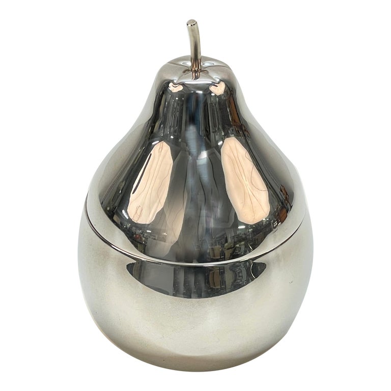Midcentury Chromed Silver Plate Pear Shaped Italian Ice Bucket, 1970s ...