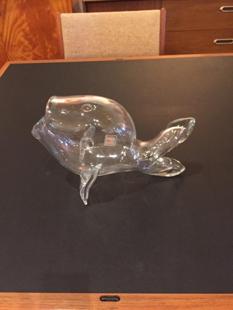 Midcentury Clear Glass Fish Vase by Blenko at 1stDibs