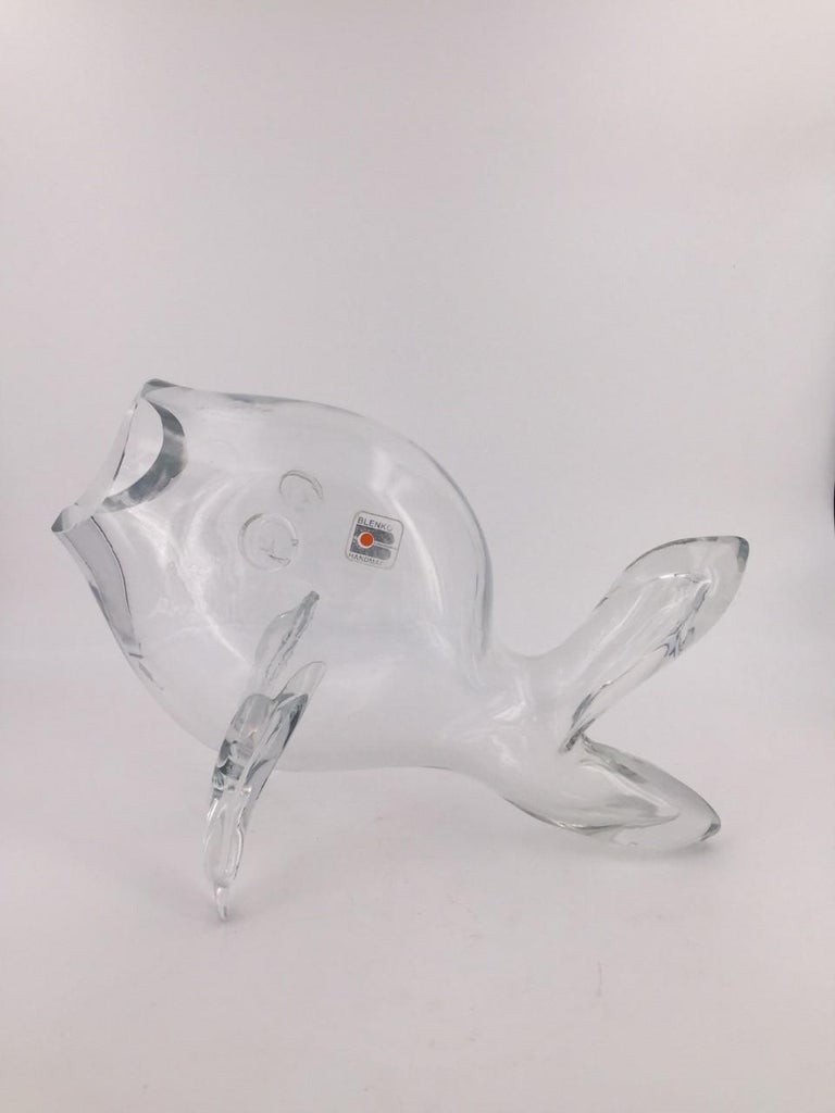 Midcentury Clear Glass Fish Vase by Blenko at 1stDibs