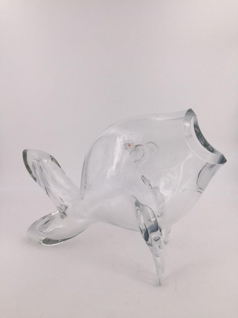 Midcentury Clear Glass Fish Vase by Blenko at 1stDibs