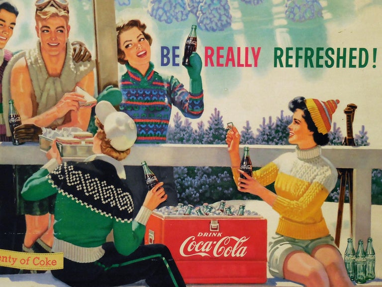 Midcentury Coca Cola Store Sign with Frame, 1959 at 1stDibs