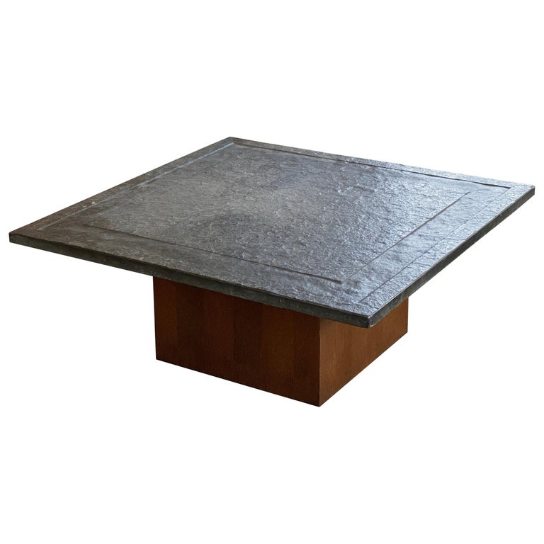 Midcentury Cocktail Table with Bluestone Top, Belgium, 1960s at 1stDibs