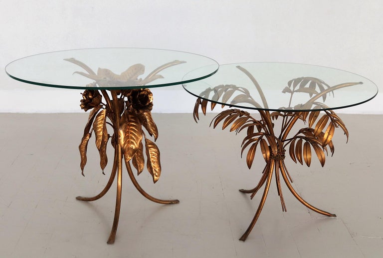 Midcentury Coffee Table with Leaves in Gilt Metal by Hans Kögl, 1970s ...