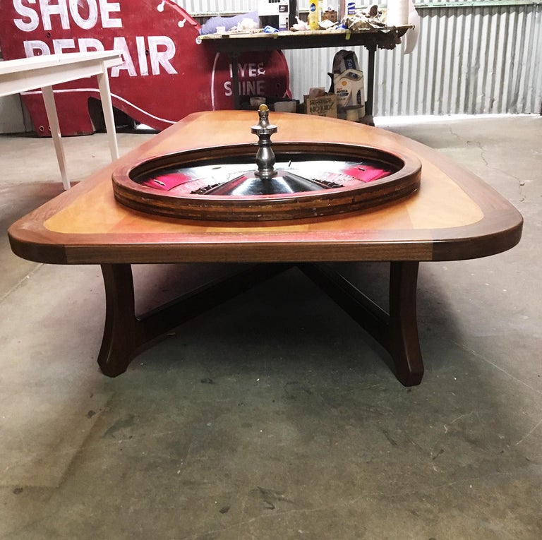 Midcentury Coffee Table with Working Roulette Wheel at 1stDibs ...