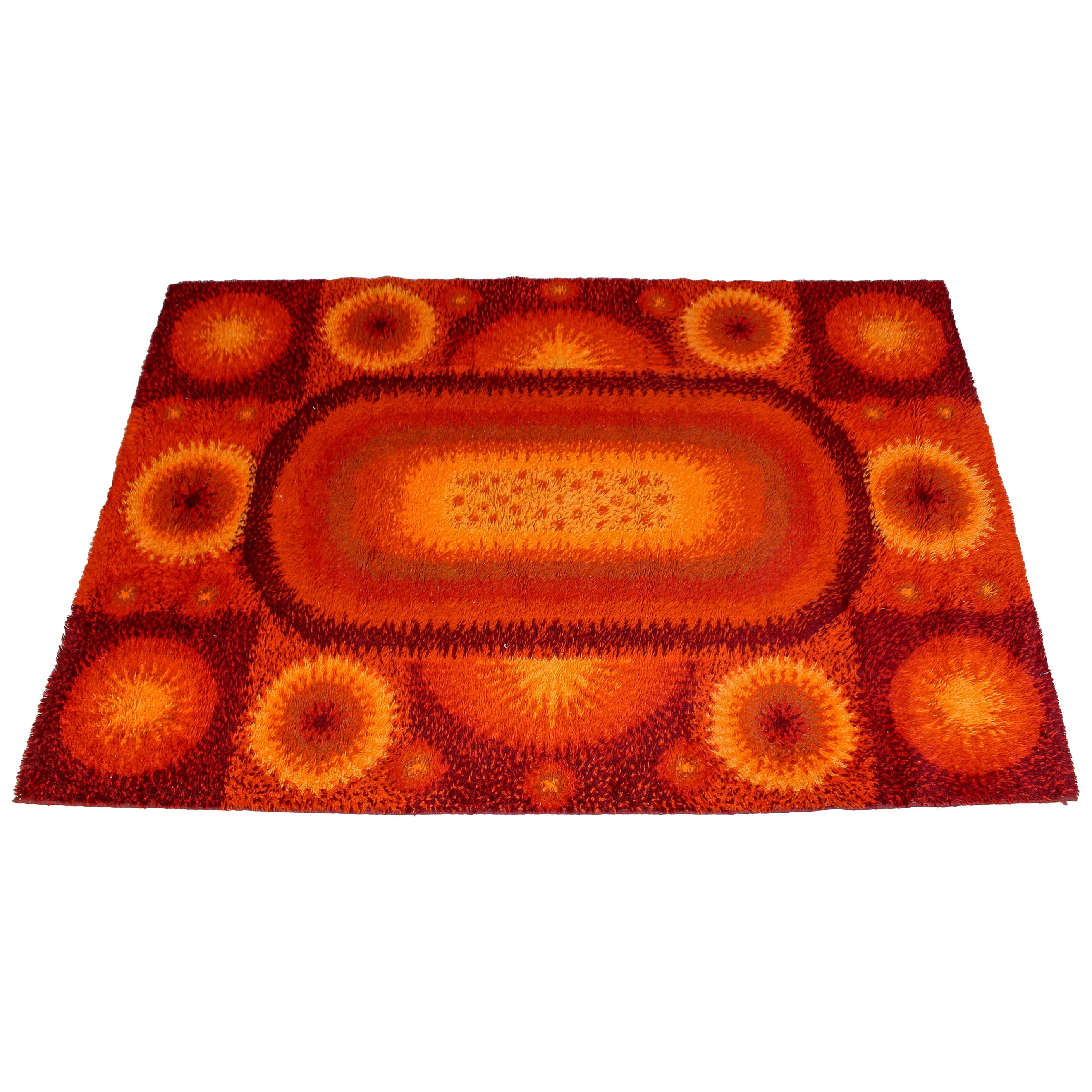 Midcentury Colorful Swedish "Rya" Rug, 1960s at 1stDibs | rya rug ...