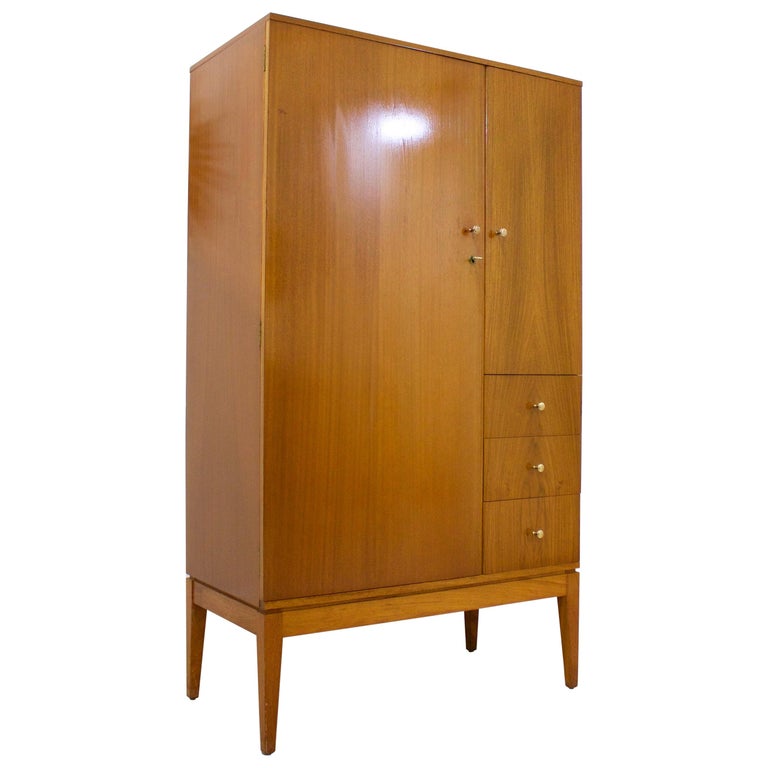 Midcentury Compact Tallboy Wardrobe from Uniflex, 1960s at 1stDibs