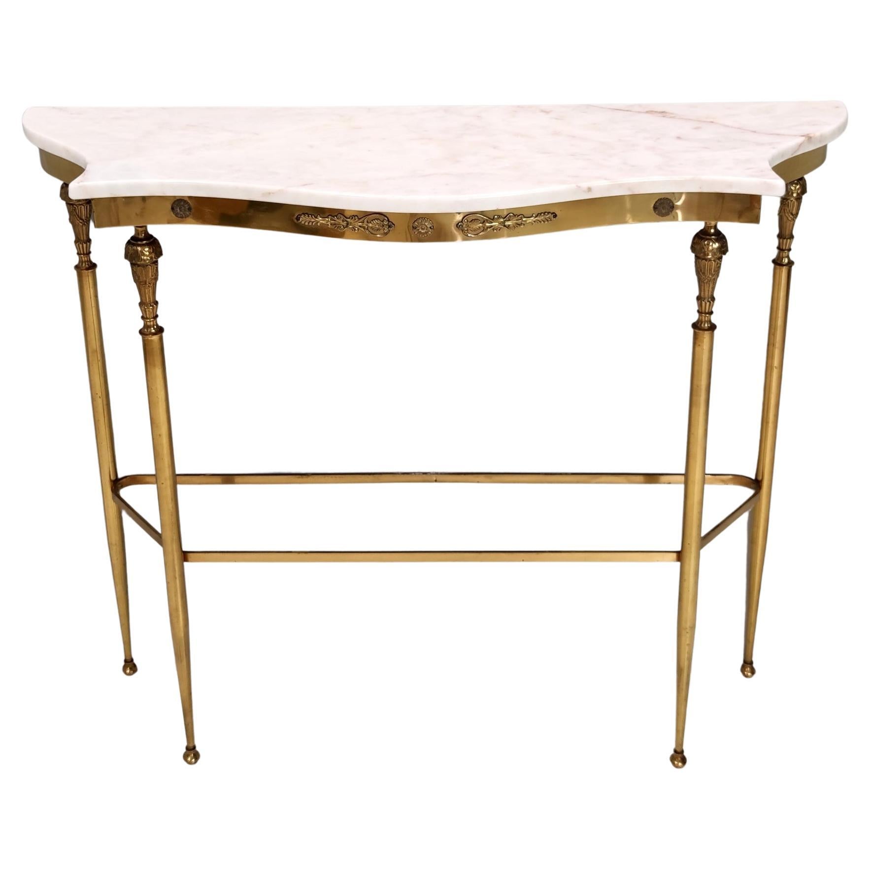 French Midcentury Purple-blue-bronze Mirrored Console Table with Brass ...