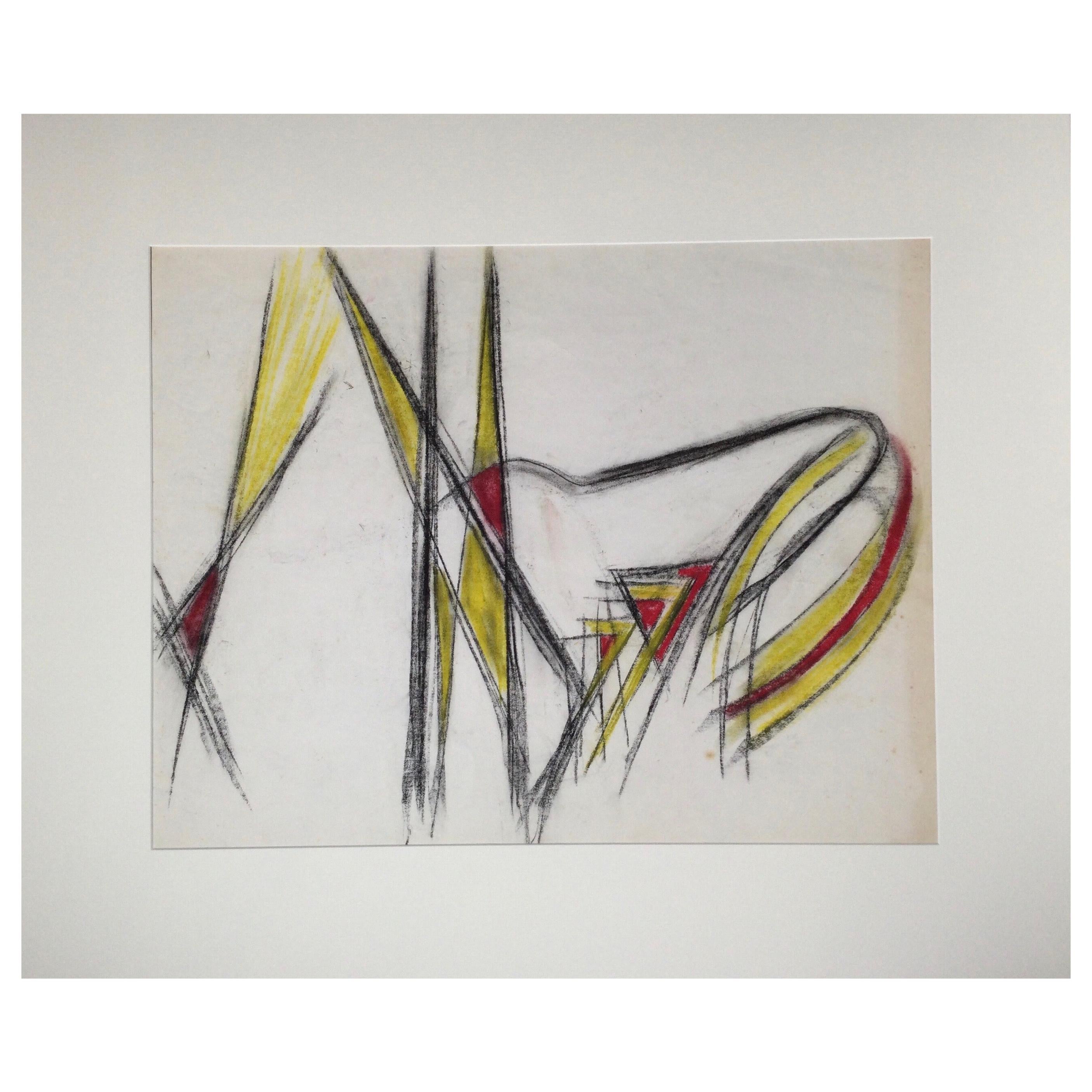 Midcentury Abstract Pastel Painting by Alan Powell For Sale at 1stDibs