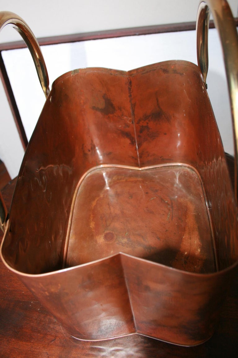Midcentury Copper Magazine Rack with Brass Handles at 1stDibs
