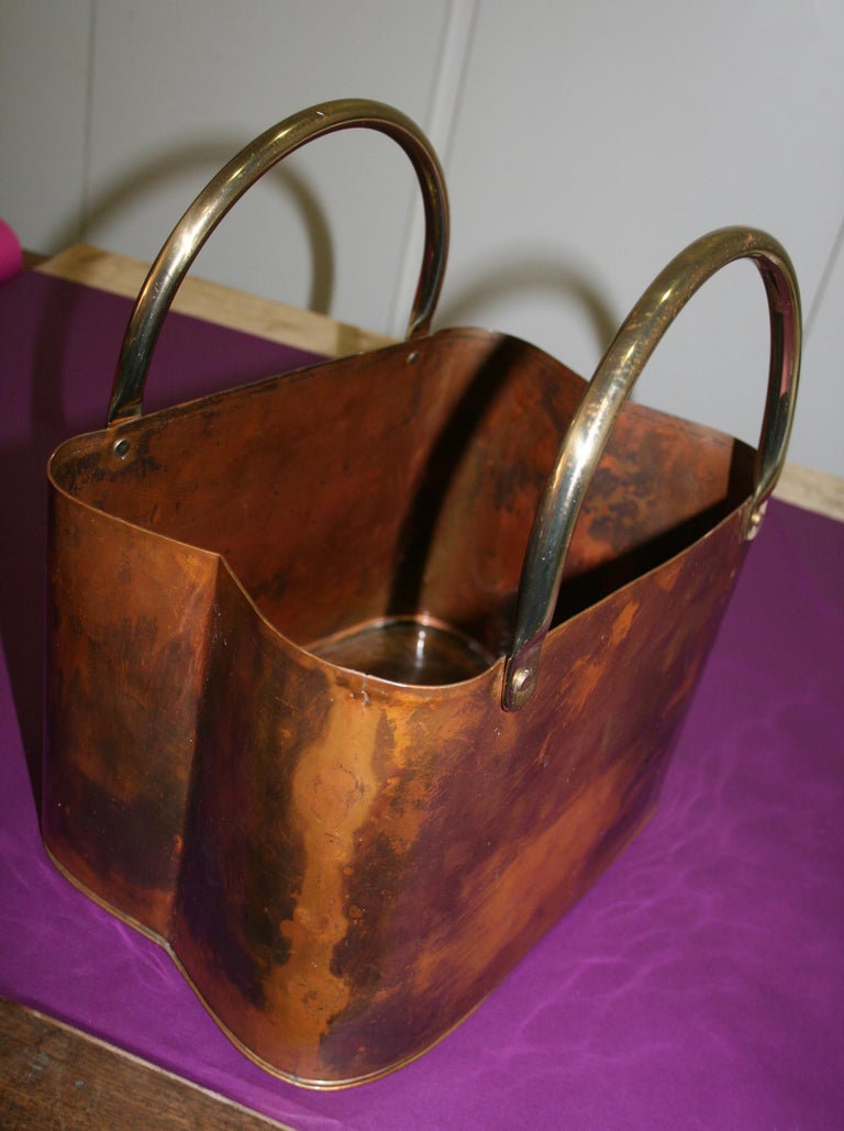 Midcentury Copper Magazine Rack with Brass Handles at 1stDibs