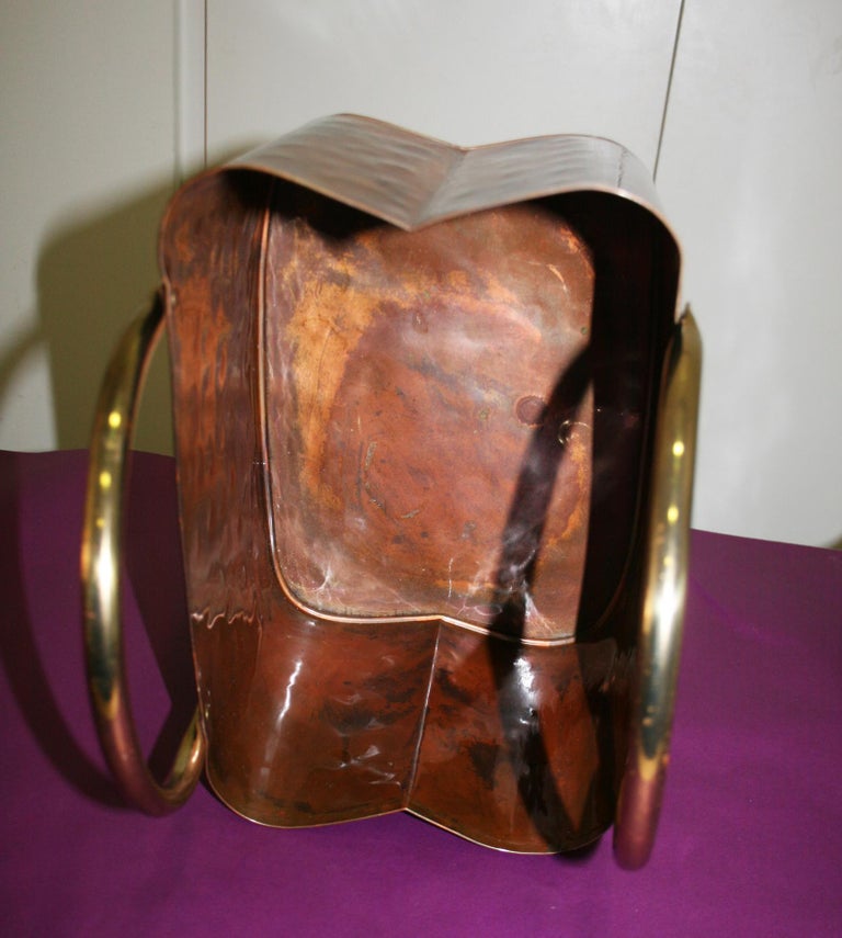 Midcentury Copper Magazine Rack with Brass Handles at 1stDibs