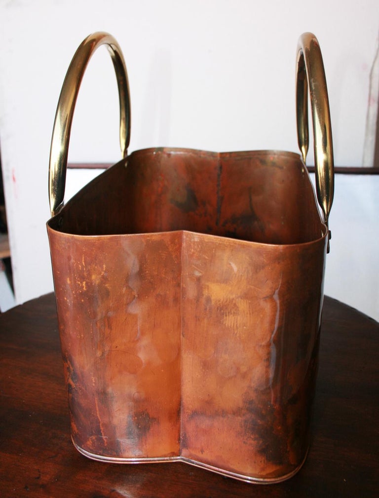 Midcentury Copper Magazine Rack with Brass Handles at 1stDibs