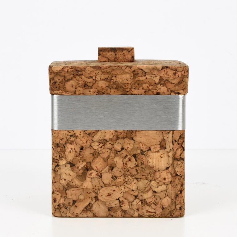 Midcentury Cork and Aluminum Italian Ice Bucket with Cork Top, 1970s ...