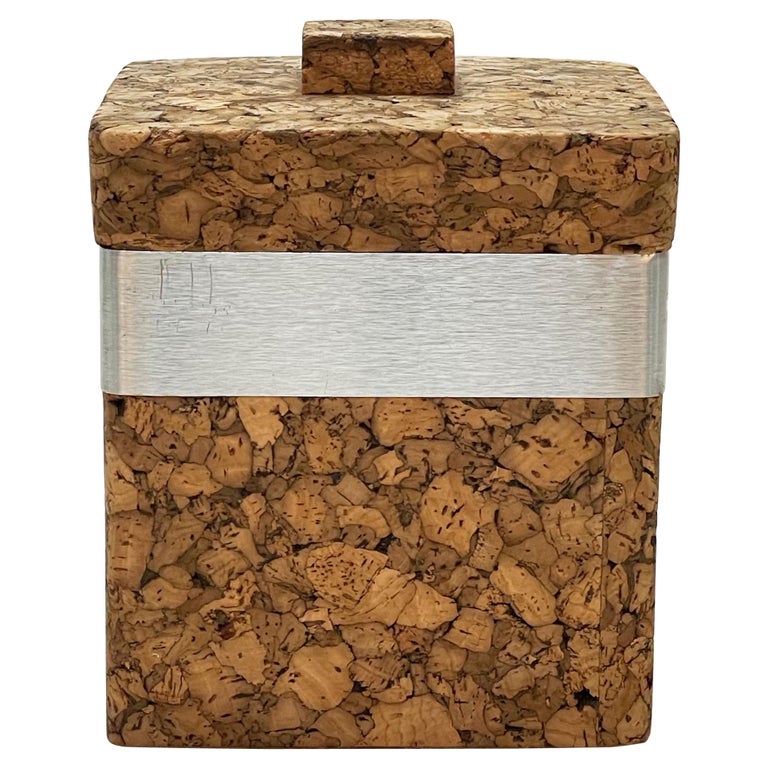 Midcentury Cork and Aluminum Italian Ice Bucket with Cork Top, 1970s ...
