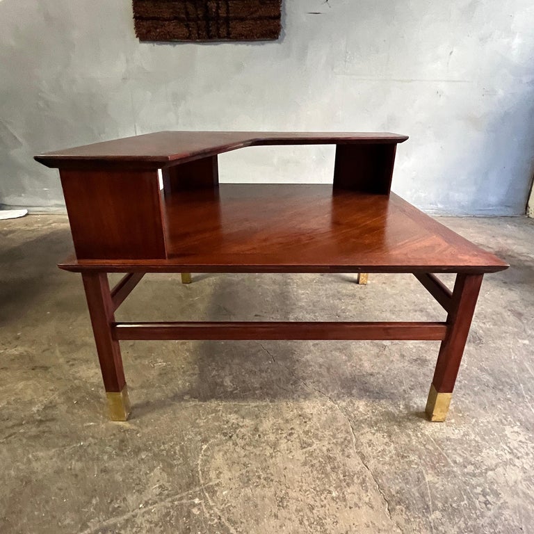 Midcentury Corner Two Tier Table by Founders For Sale at 1stDibs