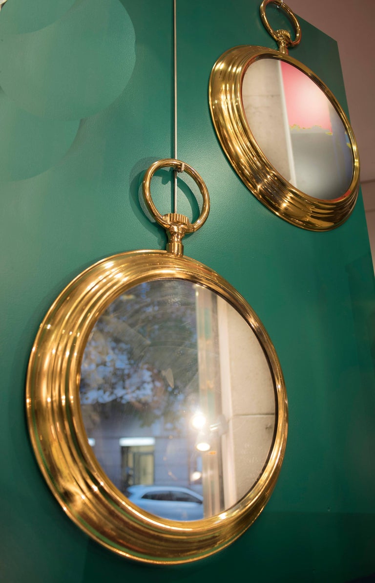 Midcentury Couple of Bronze Watch Mirrors at 1stDibs