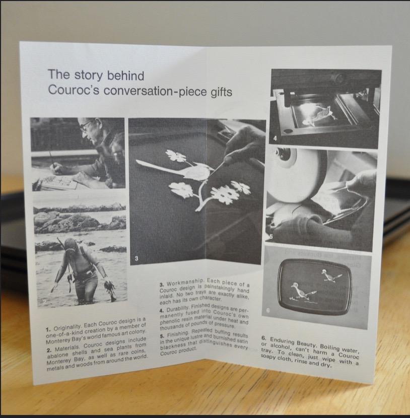 Mid-Century Couroc Swimming Fish Image Wood and Brass Inlay Phenolic ...