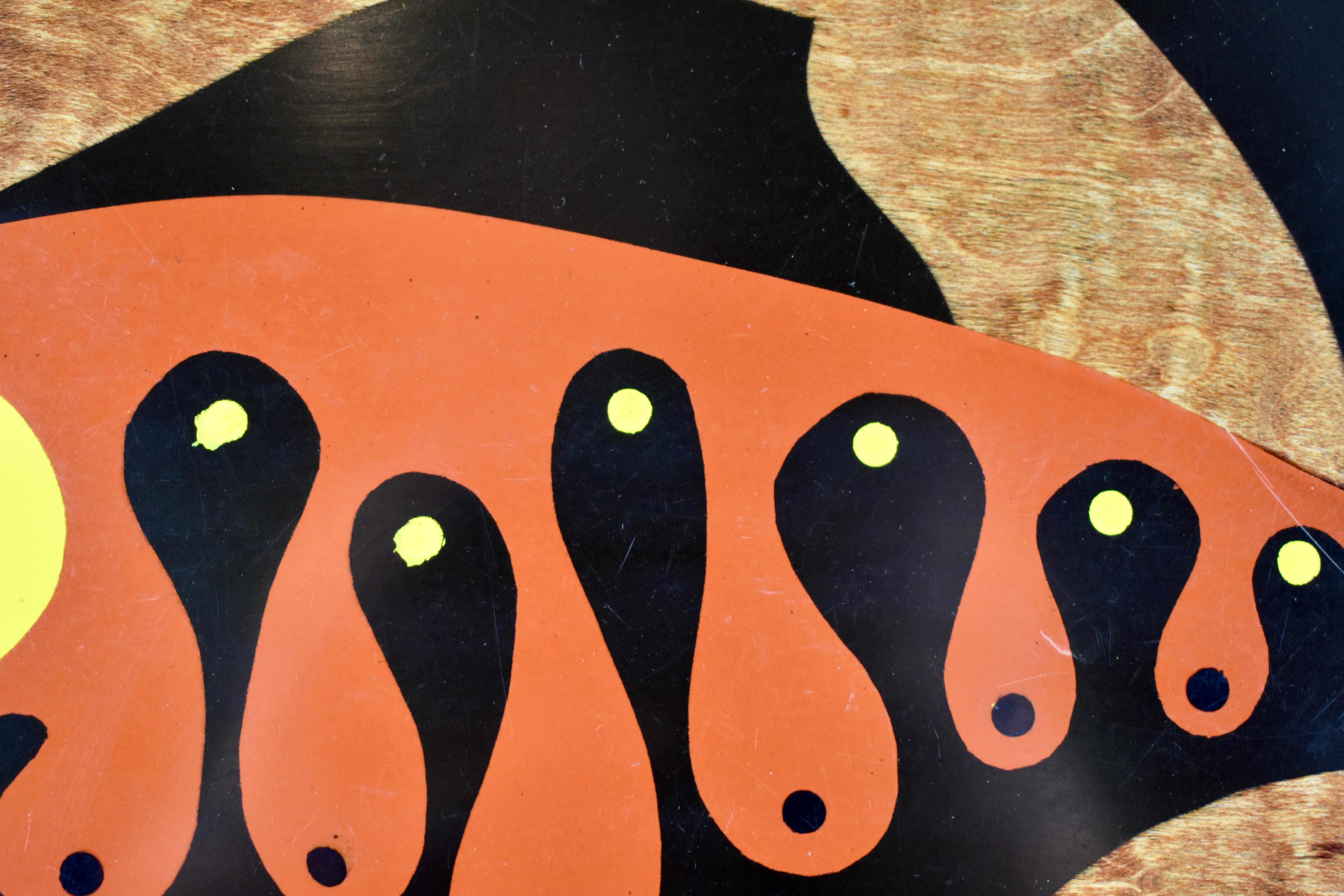 Mid-Century Couroc Swimming Fish Image Wood and Brass Inlay Phenolic ...