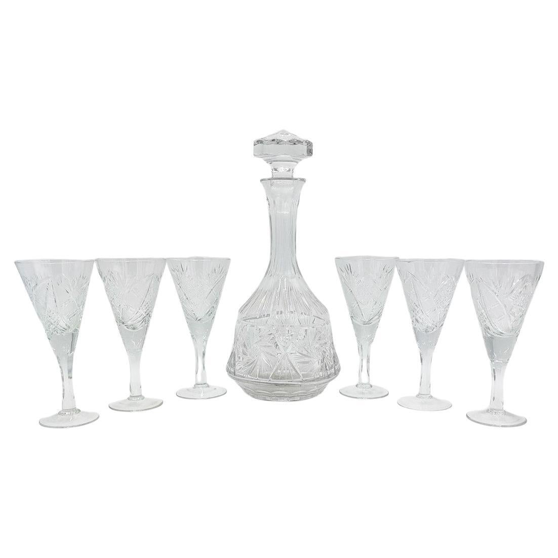 French Vintage Amber Color Decanter Set at 1stDibs