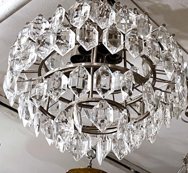 Midcentury Crystal Light Fixture For Sale at 1stDibs