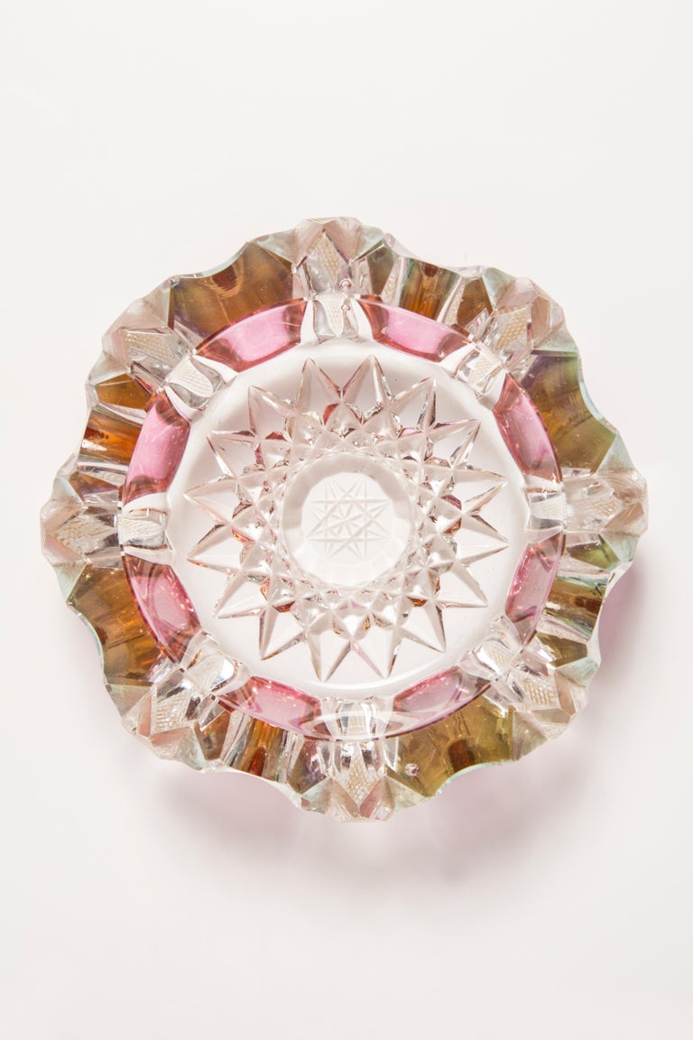 Midcentury Crystal Pink Glass Bowl Ashtray, Italy, 1970s For Sale at ...