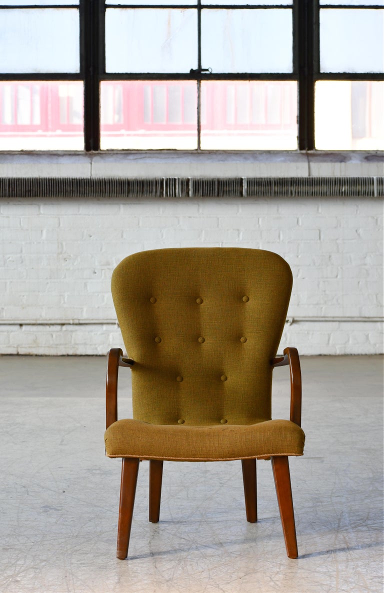 Midcentury Danish Clam Style Lounge Chair, 1950s For Sale at 1stDibs