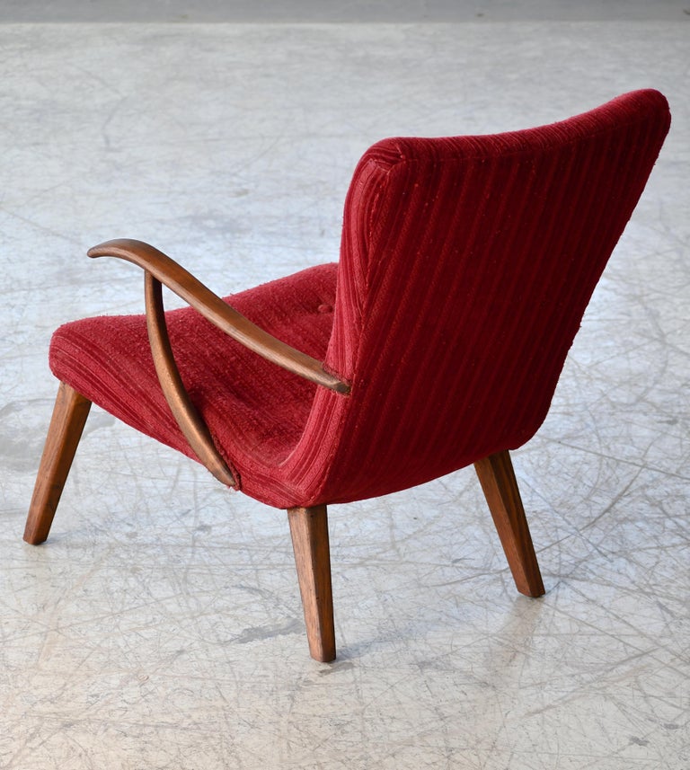 Midcentury Danish Clam Style Lounge Chair, 1950s For Sale at 1stDibs