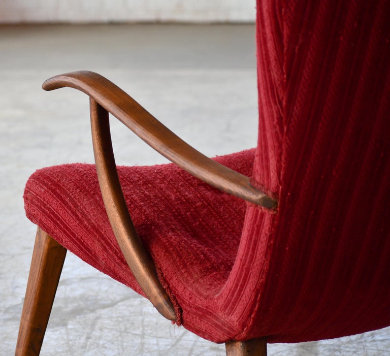 Midcentury Danish Clam Style Lounge Chair, 1950s For Sale at 1stDibs