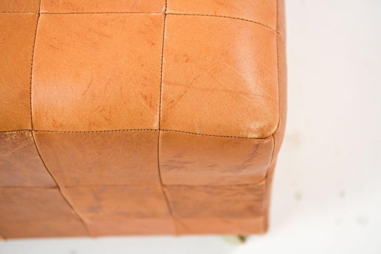 Midcentury Danish Leather Cube Ottoman For Sale at 1stDibs