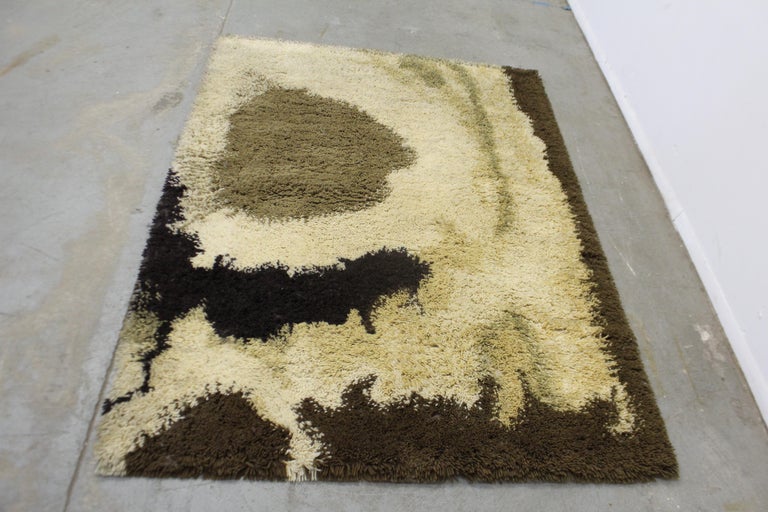 Midcentury Danish Modern Ege Rya Wool Shag Rug 'Sunrise Lo' at 1stDibs