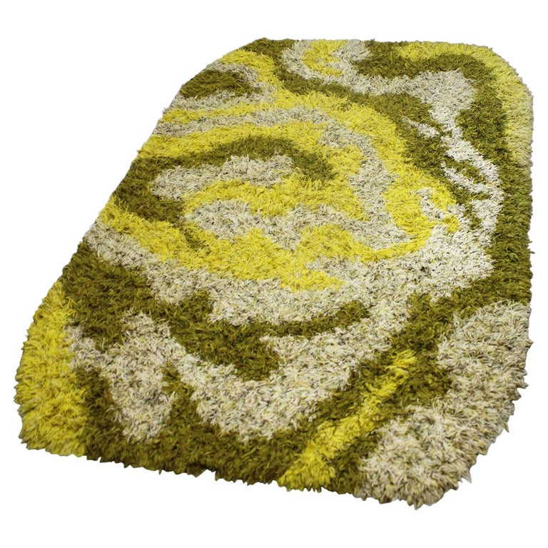 Midcentury Danish Modern Large Gigantic Wool Shag Rug at 1stDibs