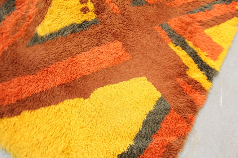 Midcentury Danish Modern Retro Orange Shag Rug at 1stDibs