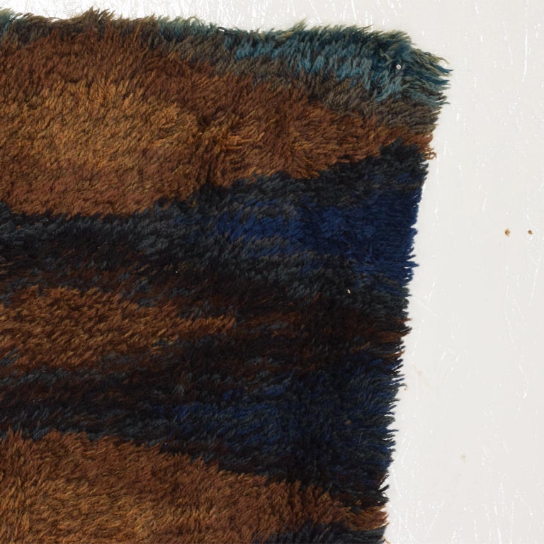 Midcentury Danish Modern Rya Rug with Beautiful Blue Tone Graphics For ...